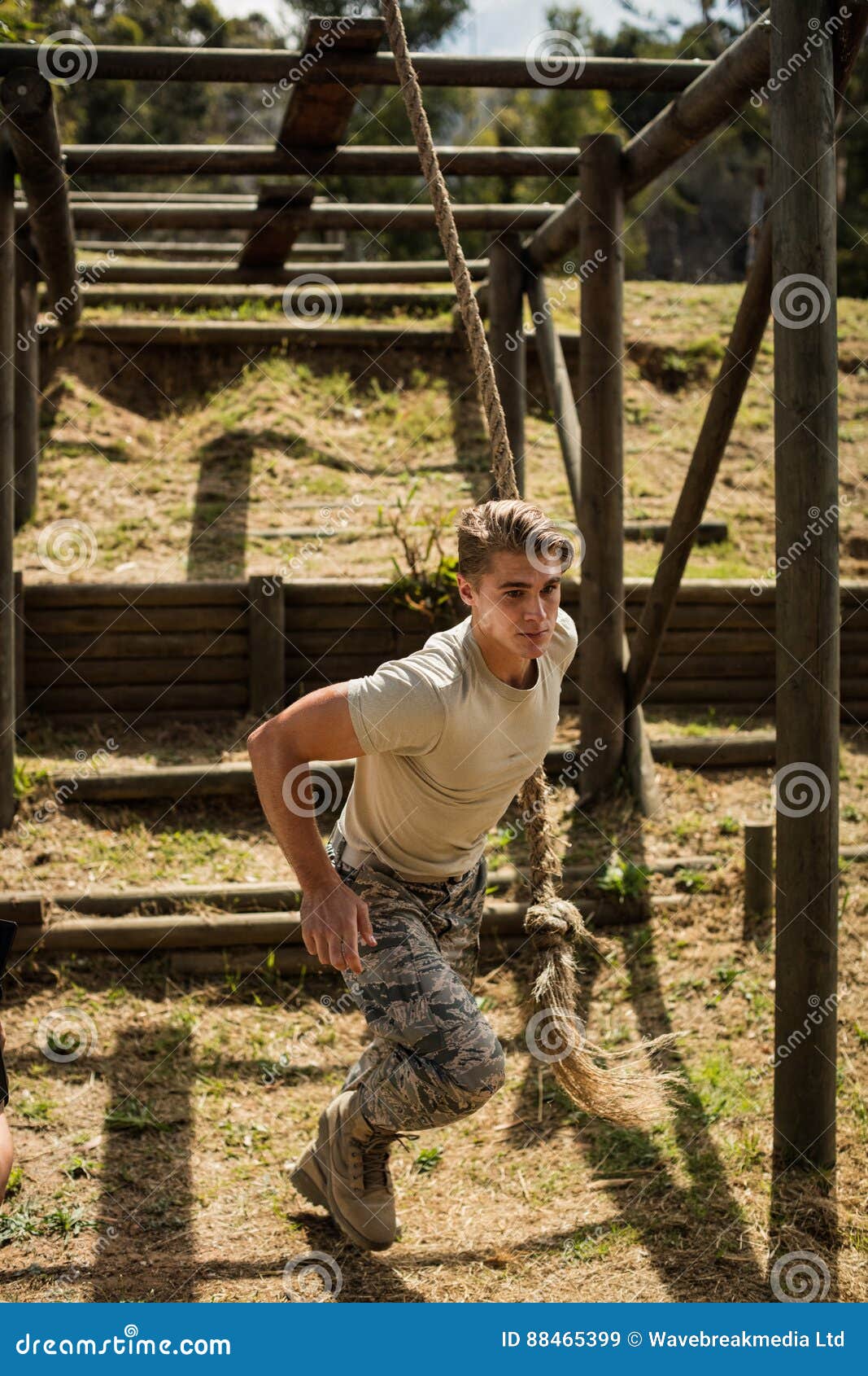 Military Soldier Training Rope Climbing Stock Image - Image of effort ...
