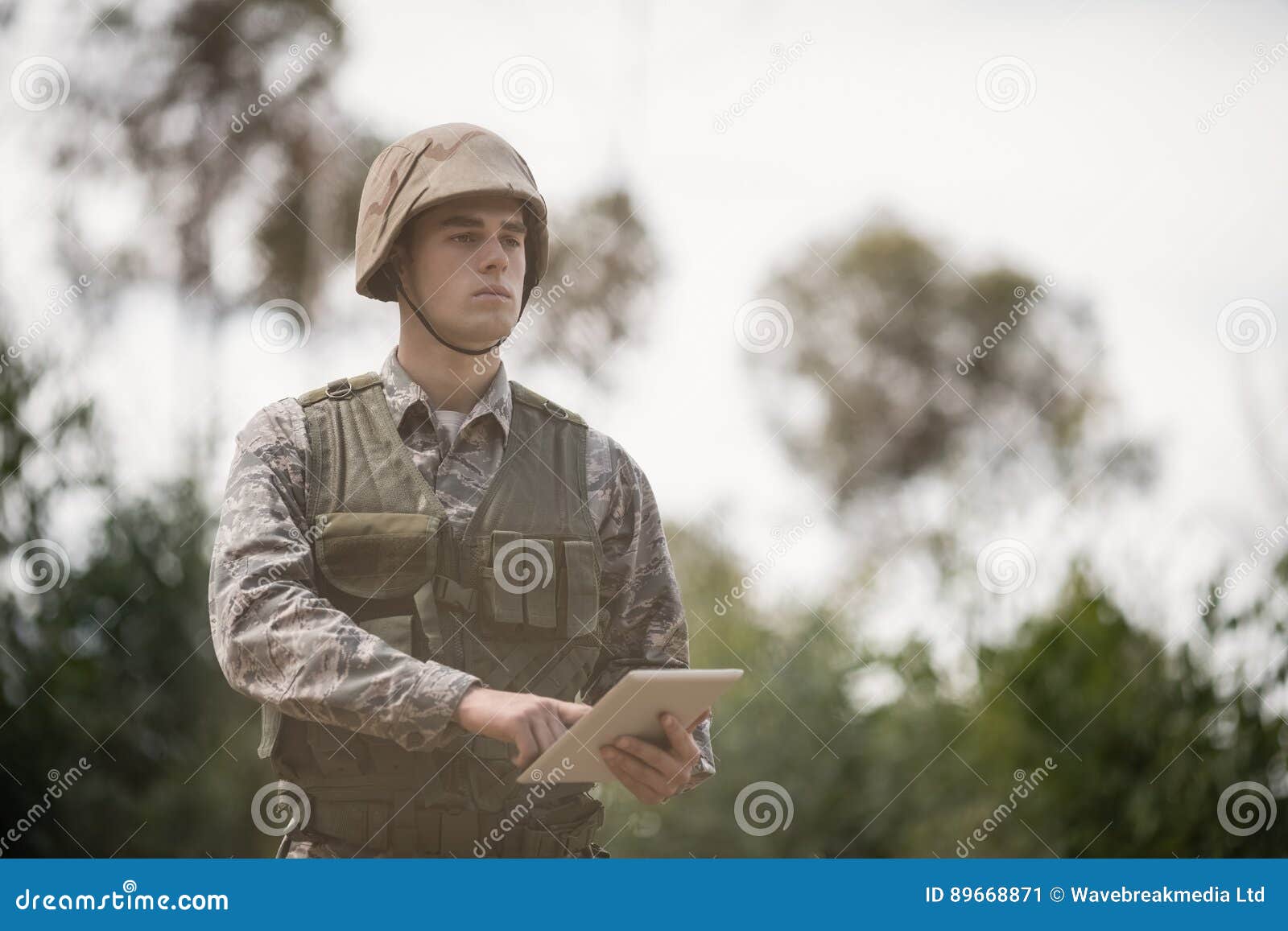 Military Soldier Using Digital Tablet Stock Image - Image of patriot ...