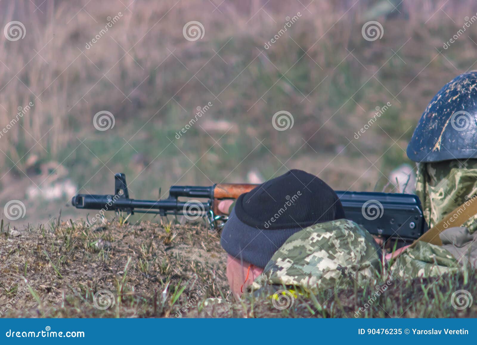 Military Soldiers with Kalashnikov Gunfire Stock Image - Image of ...