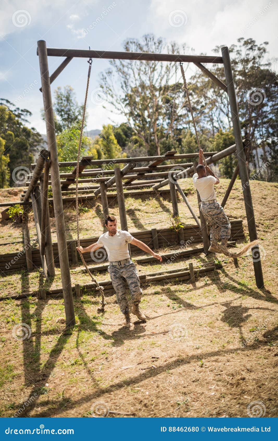 Military Soldiers Training Rope Climbing Stock Photo - Image of marines ...