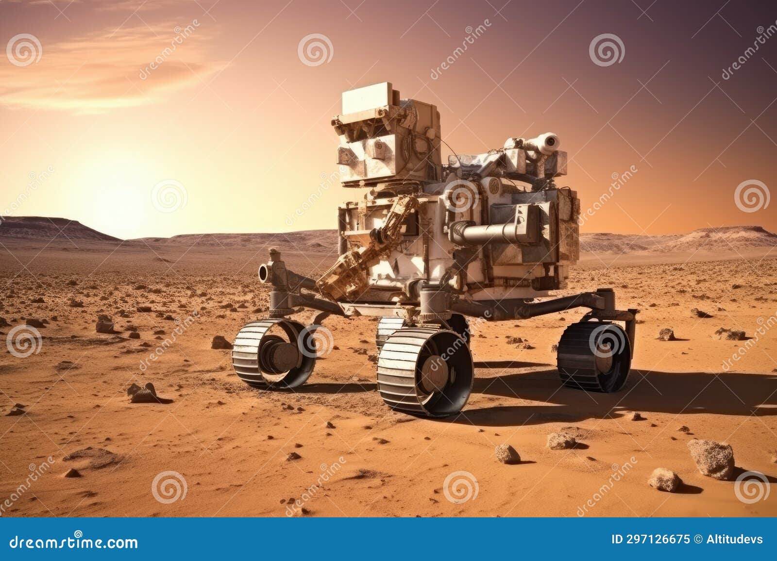Military Space Rover Exploring a Desert Environment Stock Image - Image ...