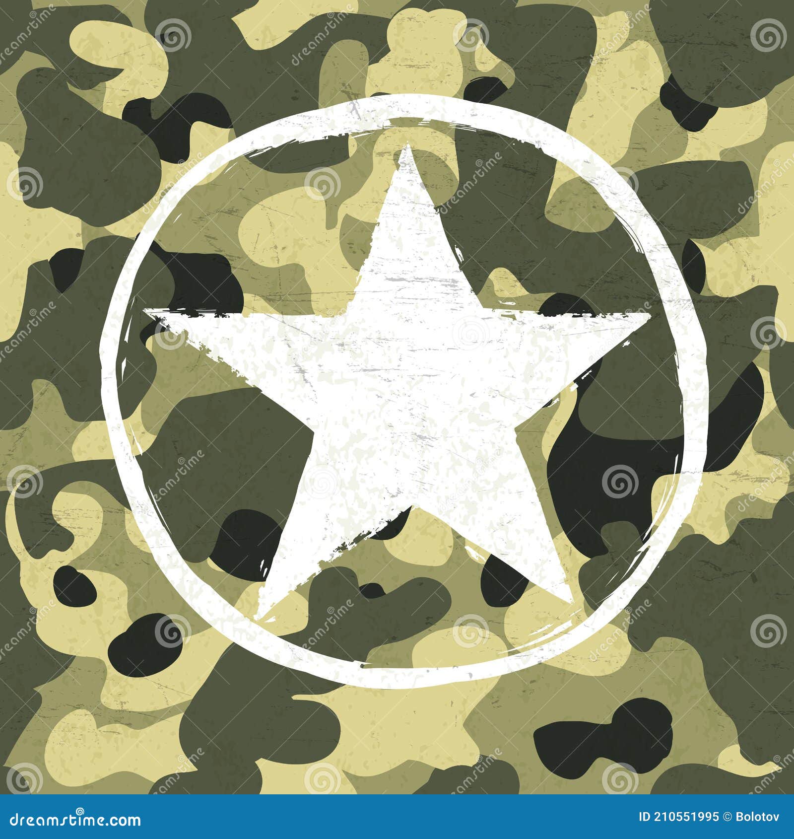 Military Star on Camouflage Pattern Stock Vector - Illustration of ...