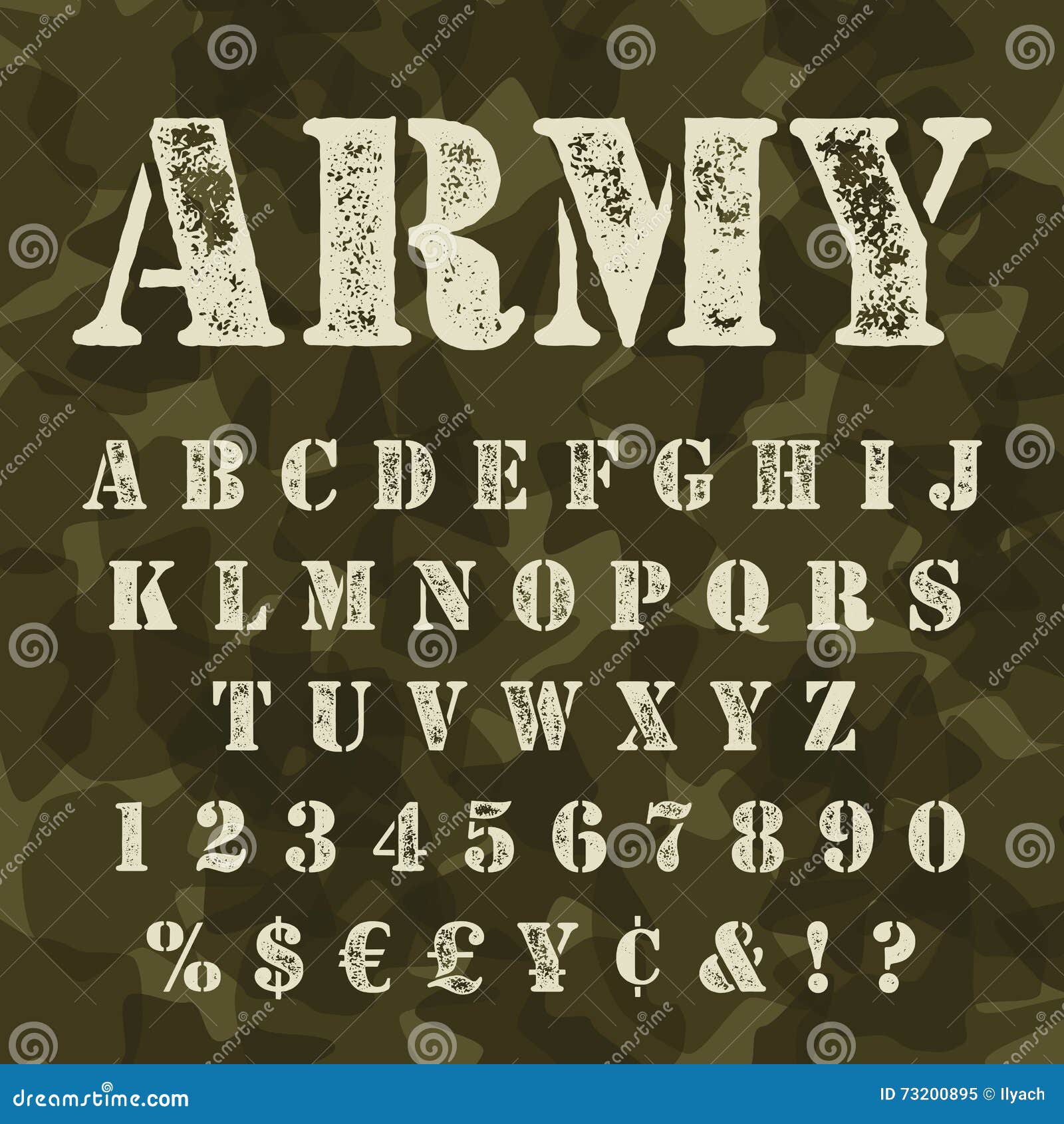 Military Stencil Font. Army Stencil Alphabet And Numbers On Camouflage ... Military Stencil Font. Army Stencil Alphabet And Numbers On Camouflage ...
