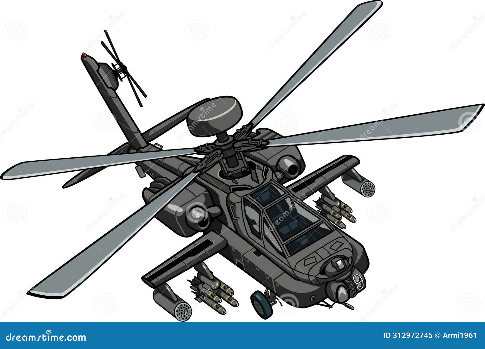 Military Style Apache Ah-64 Attack Helicopter Stock Vector ...