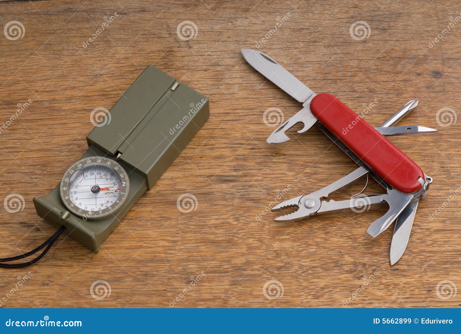 Military Style Compass and Pocket Knife Stock Image - Image of metal ...