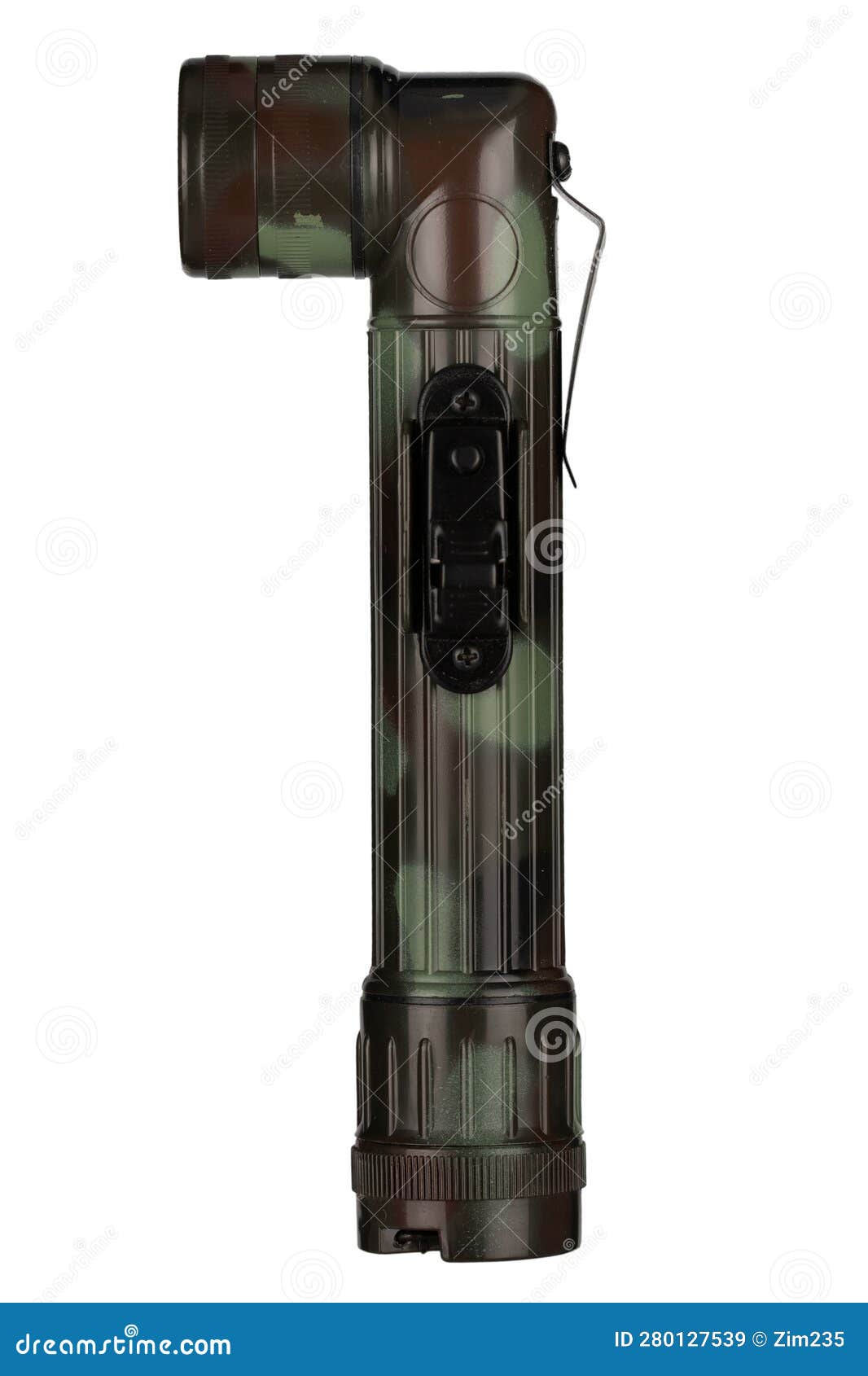 Military Style Flashlight Isolated on White Stock Image - Image of ...
