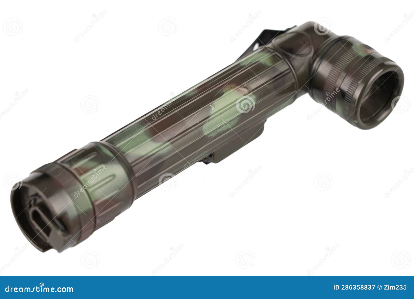 Military Style Flashlight Isolated on White Stock Image - Image of ...