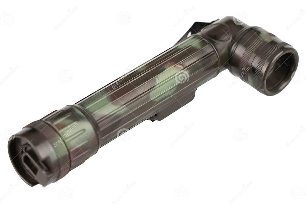 Military Style Flashlight Isolated on White Stock Image - Image of ...