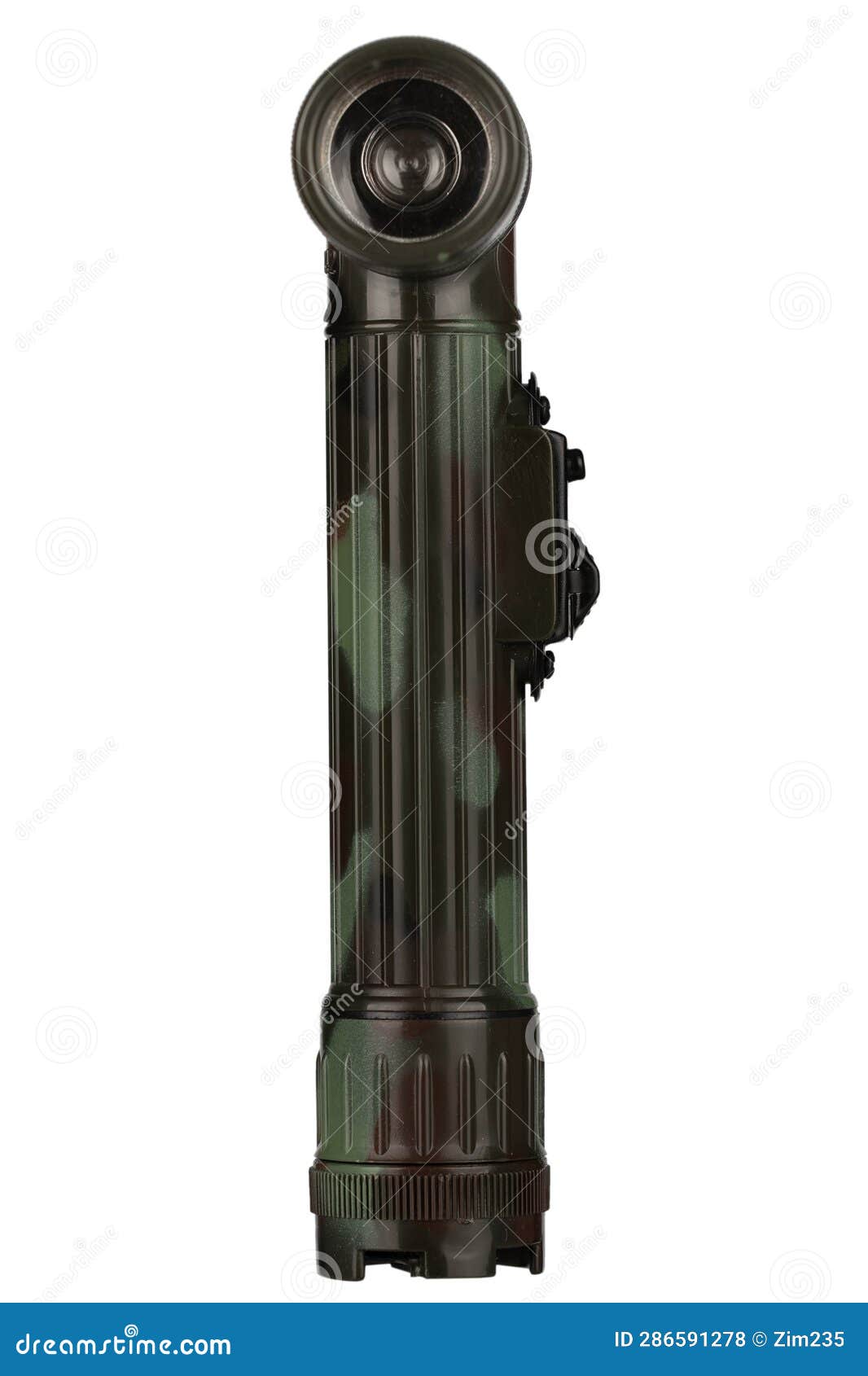 Military Style Flashlight Isolated on White Stock Photo - Image of ...