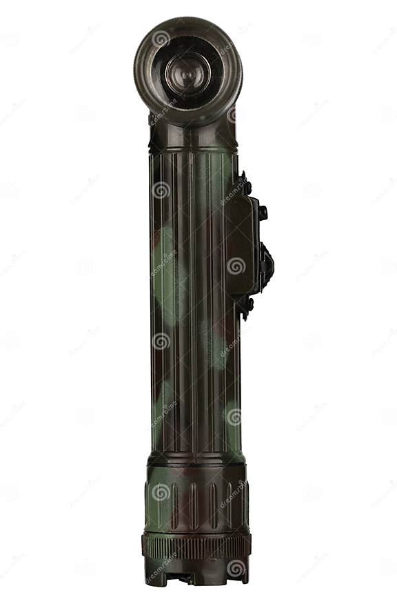 Military Style Flashlight Isolated on White Stock Photo - Image of ...