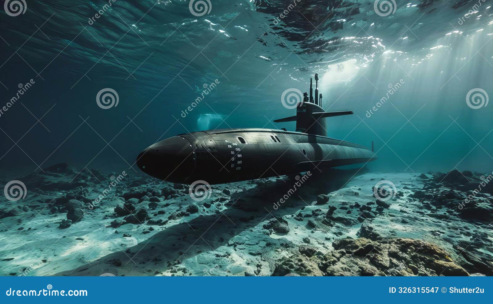 Military Submarine Diving Underwater Stock Illustration - Illustration ...