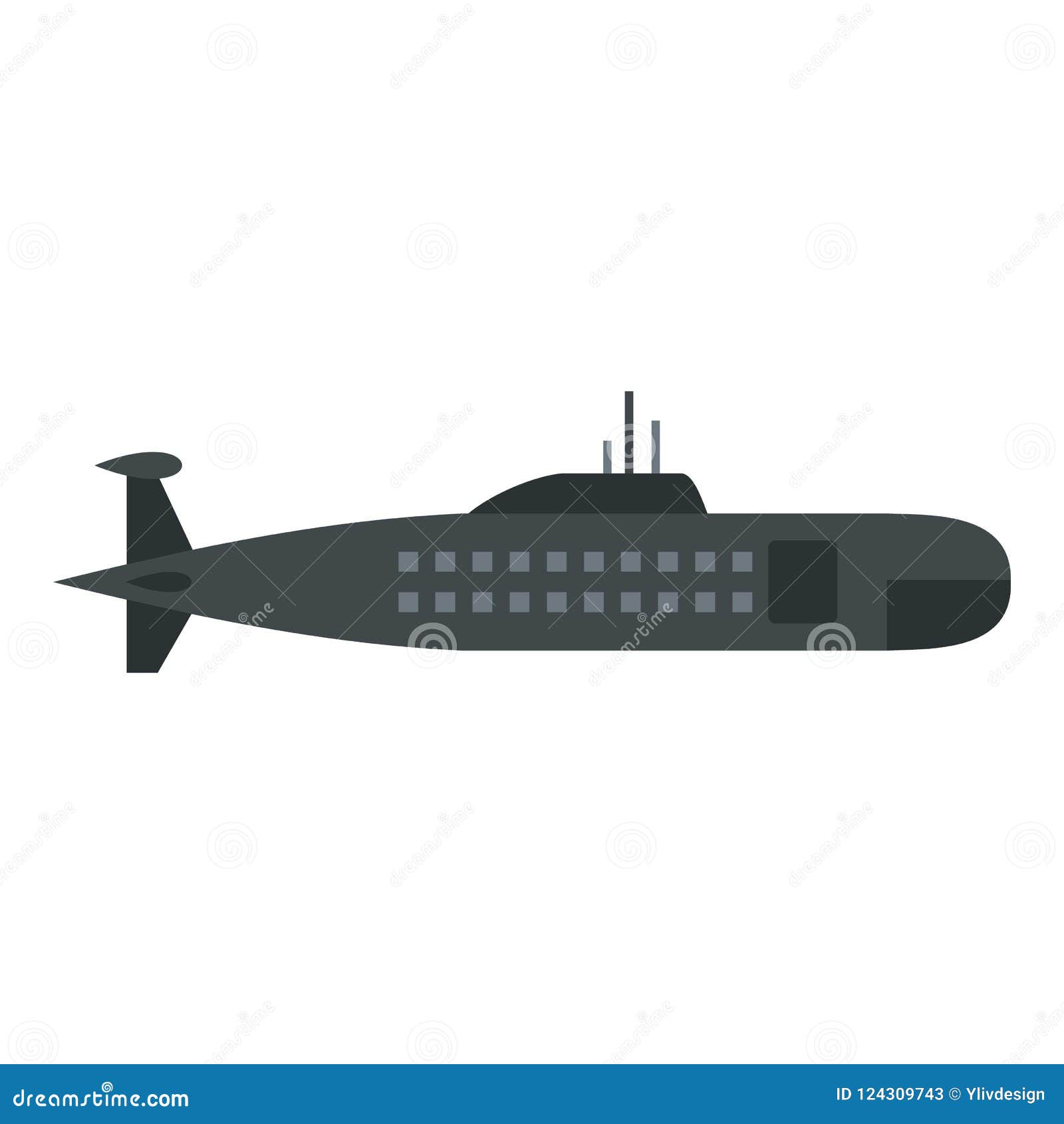 Military Submarine Icon, Flat Style Stock Illustration - Illustration ...