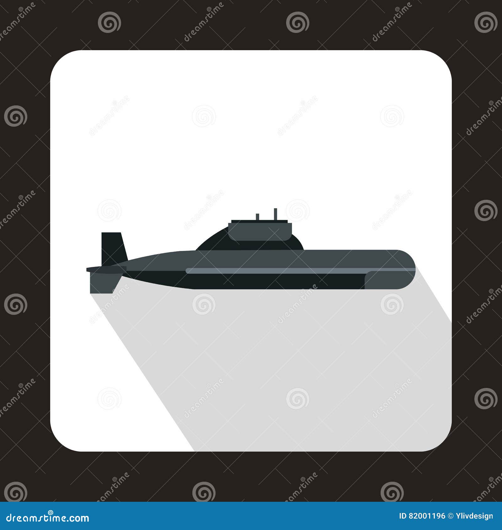Military Submarine Icon, Flat Style Stock Vector - Illustration of ...