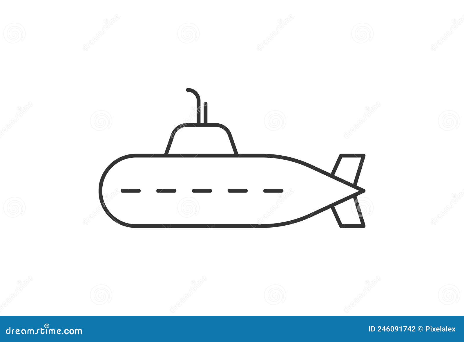 Military Submarine Line Icon on White Stock Vector - Illustration of ...