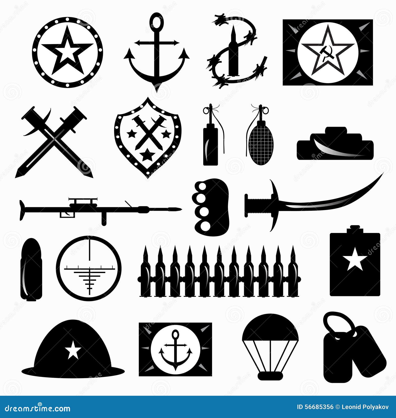 Military Symbols With Weapon And People Uniform. Vector Illustration ...