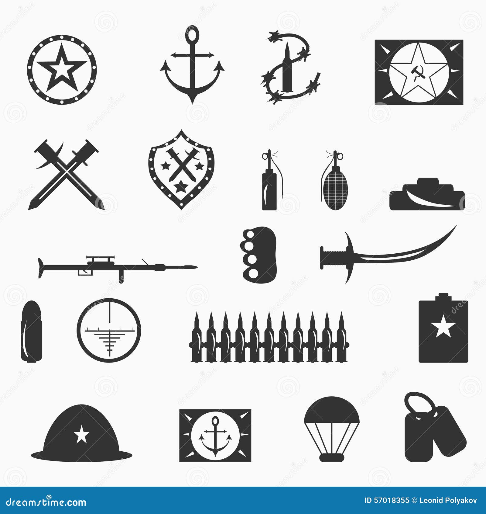 Military Symbols With Weapon And People Uniform. Vector Illustration ...