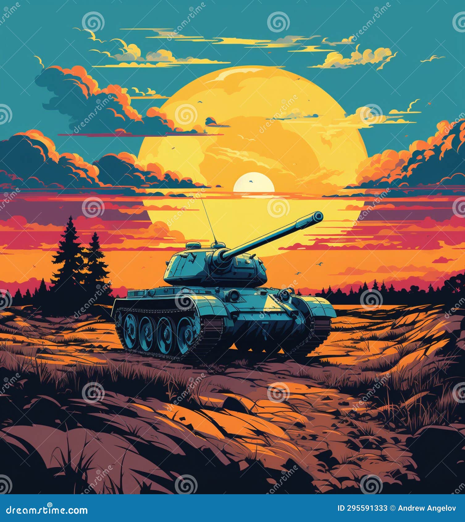 A Military Tank Charging into Battle Stock Image - Image of military ...