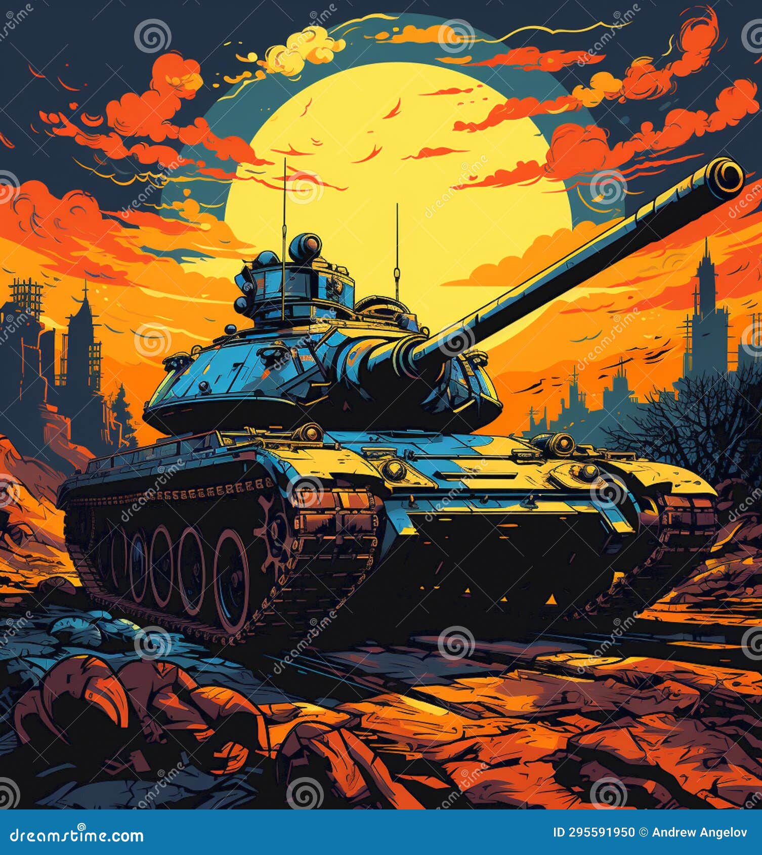 A Military Tank Charging into Battle Stock Photo - Image of attack ...