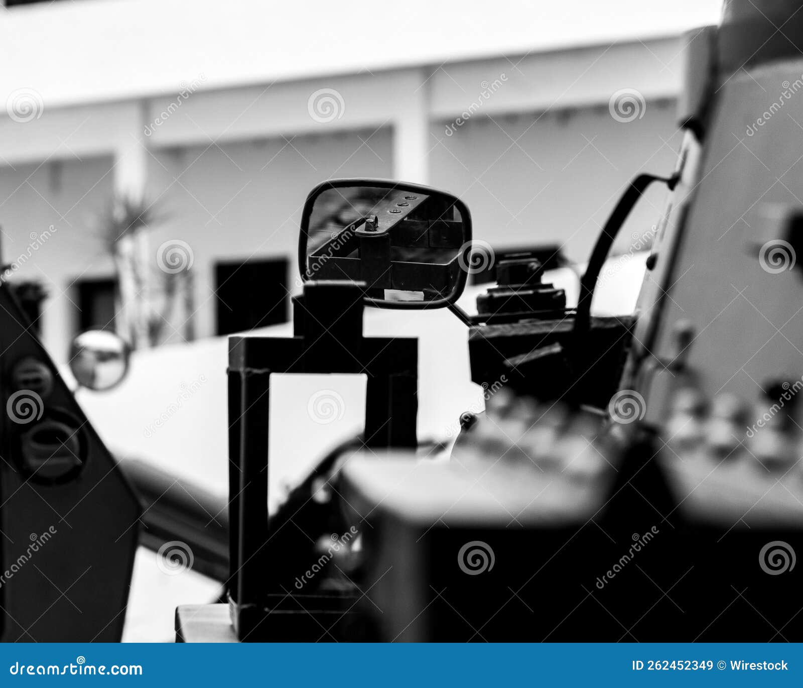 Military Tank Mirror Reflection in Grayscale Stock Image - Image of ...