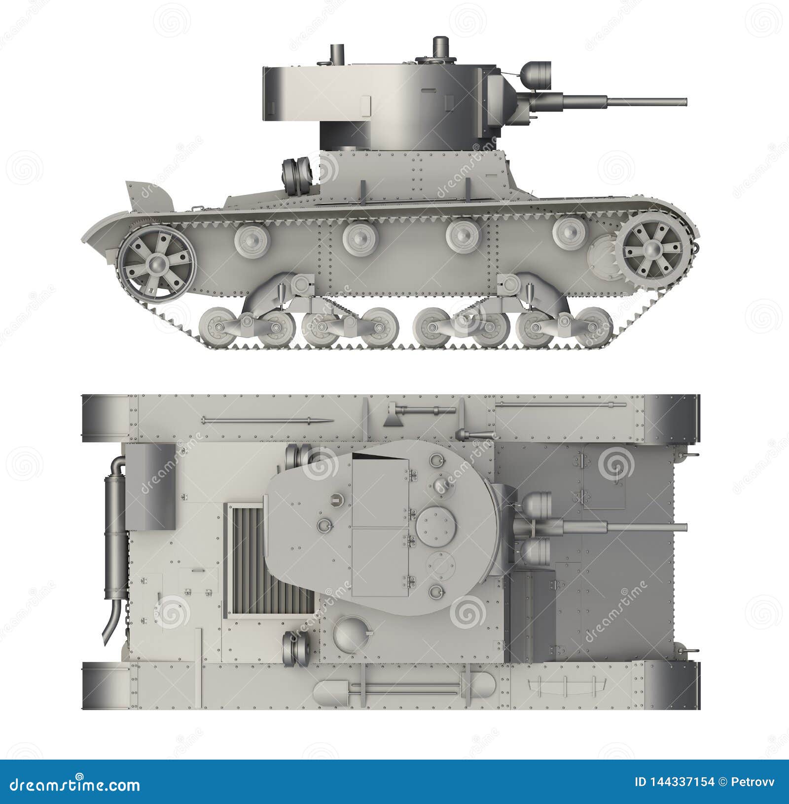 Military Tank Side and Top View Isolated on White Stock Illustration ...