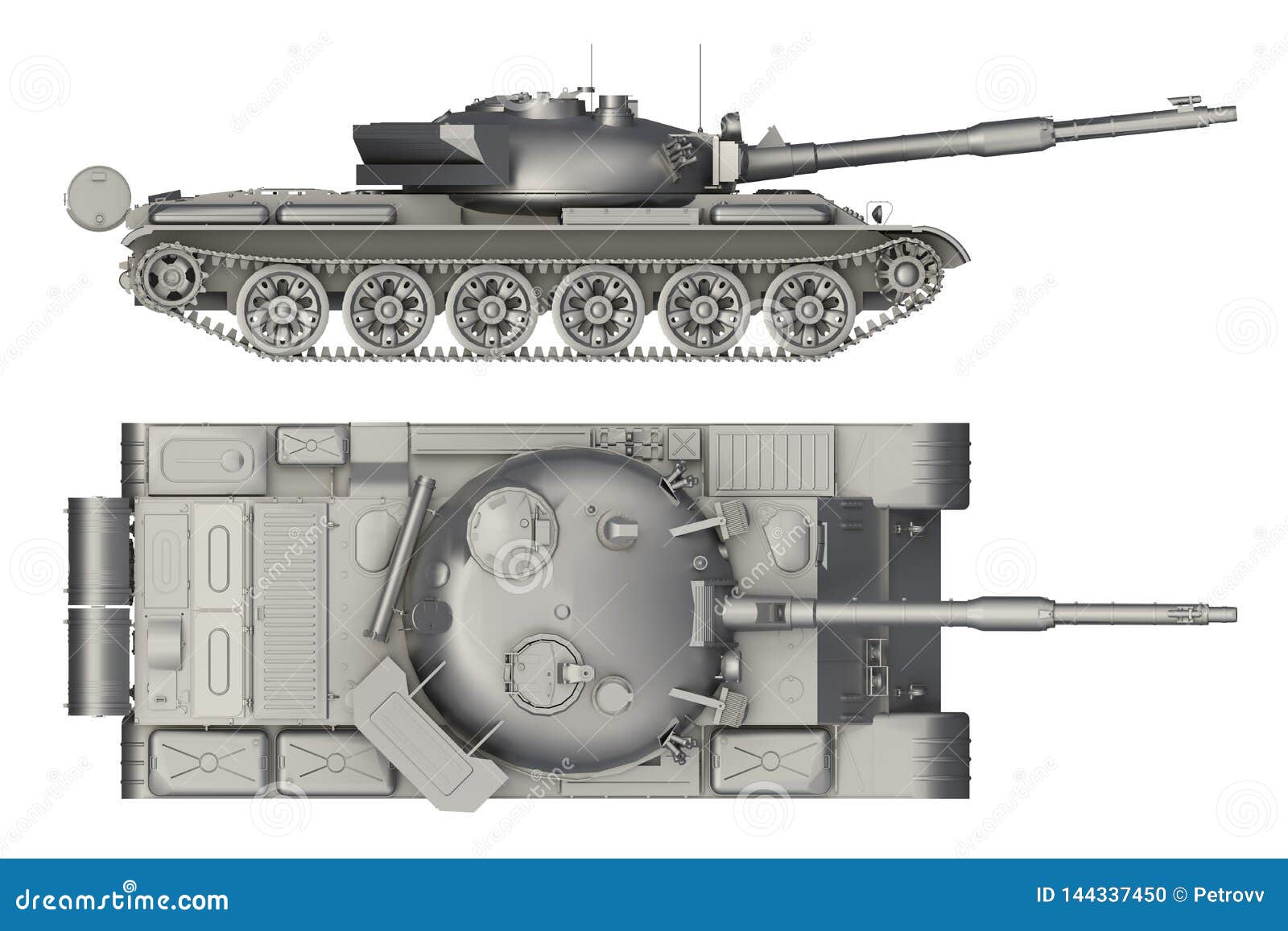 Military Tank Side and Top View Isolated on White Stock Illustration ...
