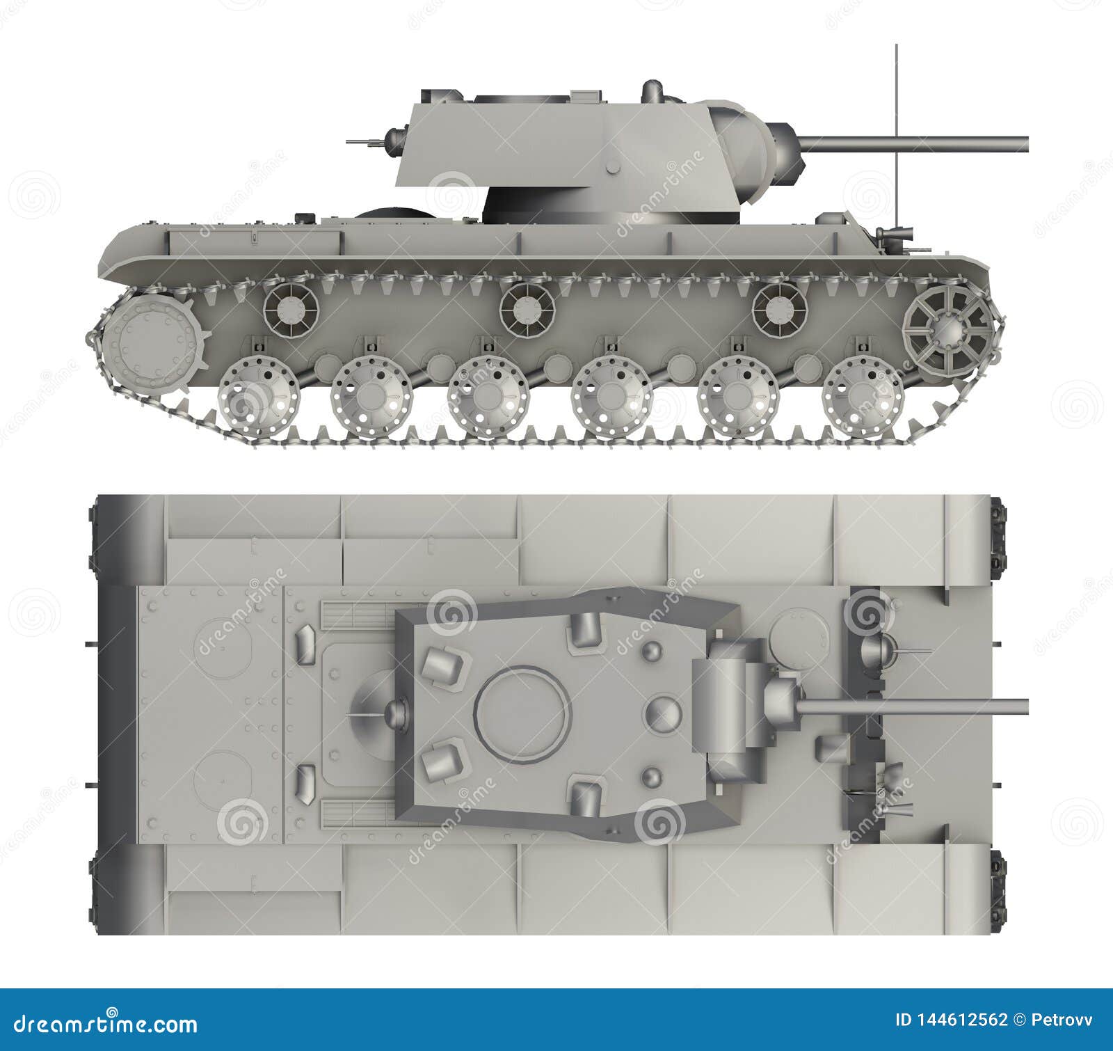 Military Tank Side and Top View Isolated on White Stock Illustration ...