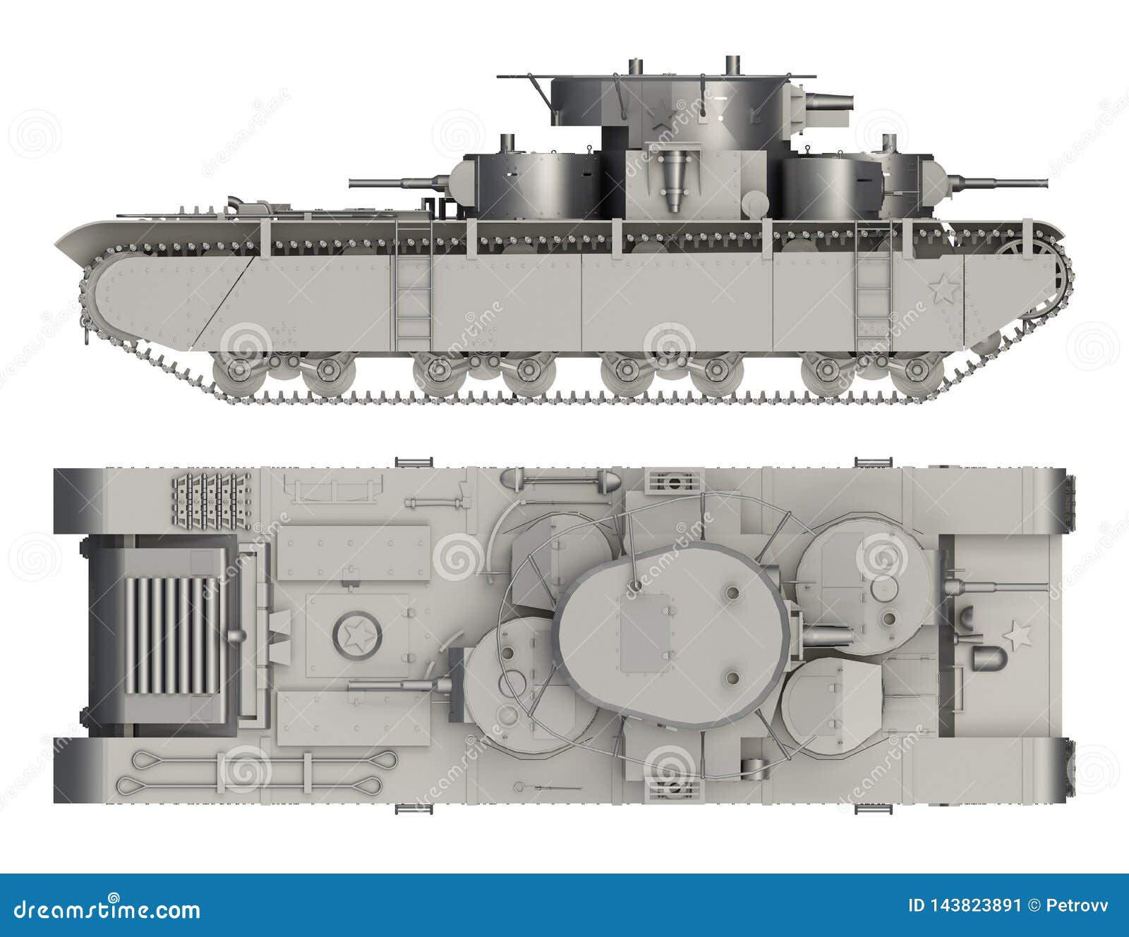 Military Tank Side and Top View Isolated on White Stock Illustration ...