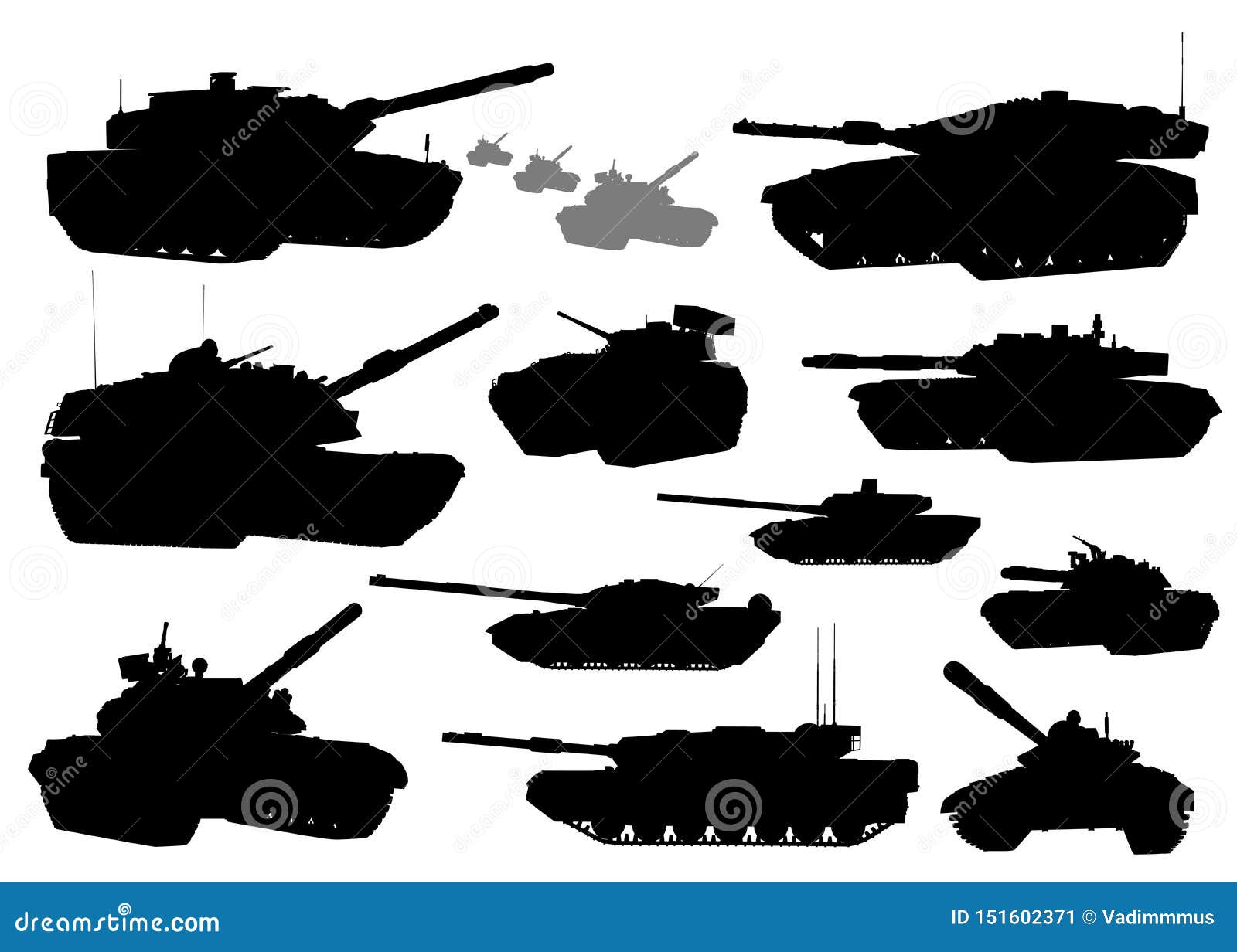 Military.Tank Vector Silhouettes Stock Vector - Illustration of battle ...