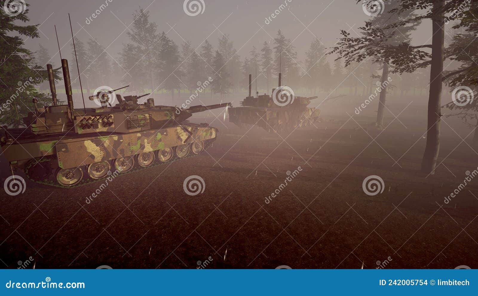 Military Tanks in Forest. Extremely Detailed and Realistic High ...