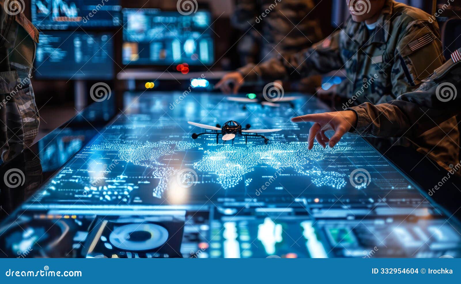 Military Team in Command Center Using Technology Stock Photo - Image of ...