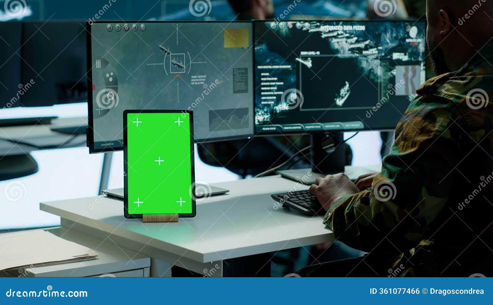 Military Team Operating in a High Tech Command Post Control Tower Stock ...