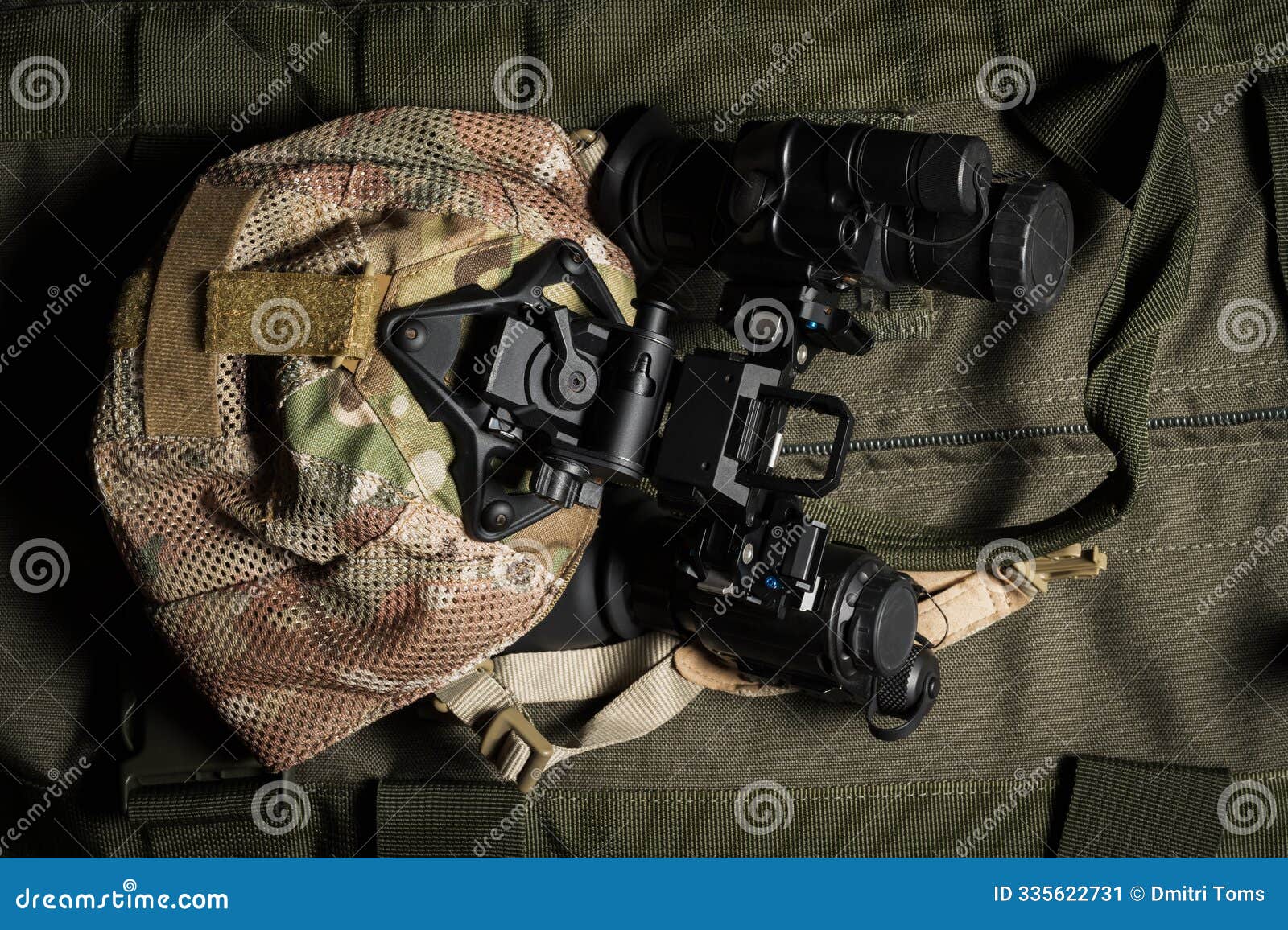 Military Technology, Cap with Attached Night Vision Device and Thermal ...