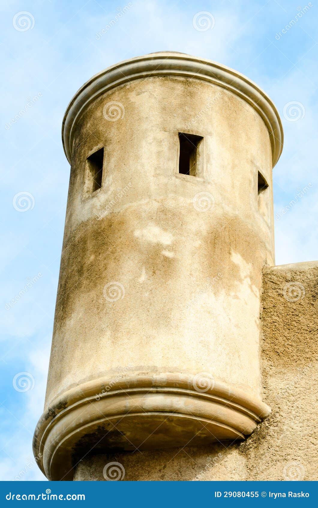 Military Tower with Gun Slots Above Fort Wall Stock Image - Image of ...