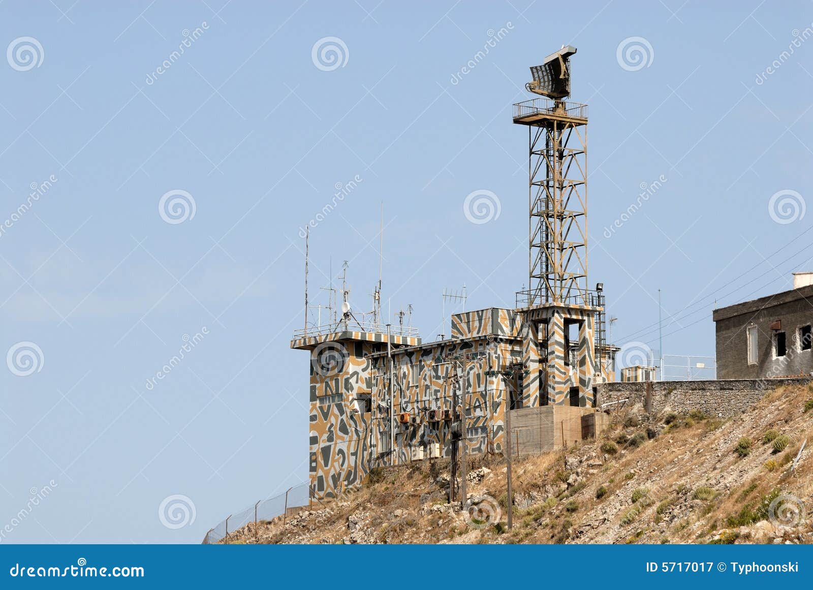 Military tower with radar stock image. Image of camouflage - 5717017