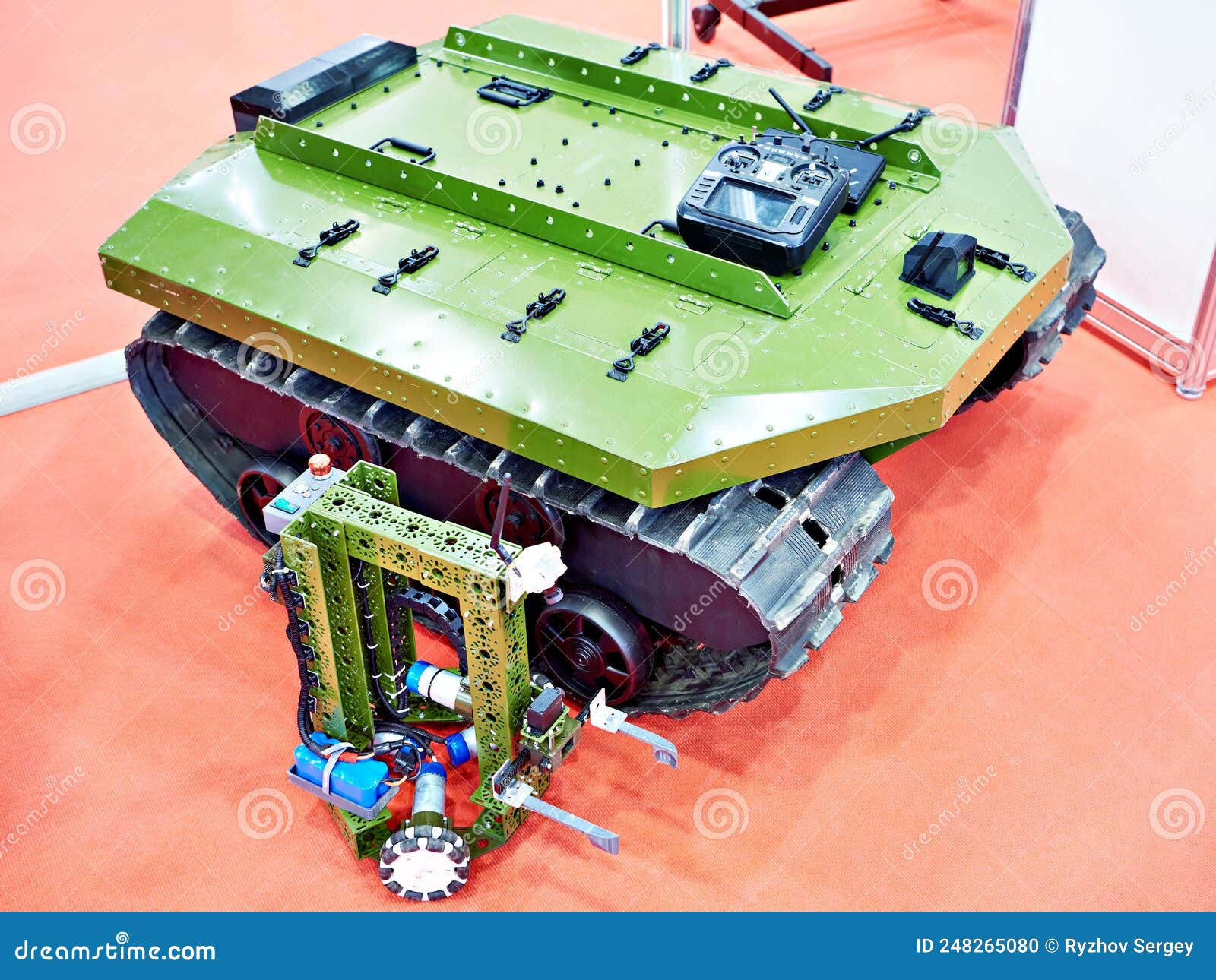 Military Tracked Robot on Control Panel Stock Photo - Image of demining ...