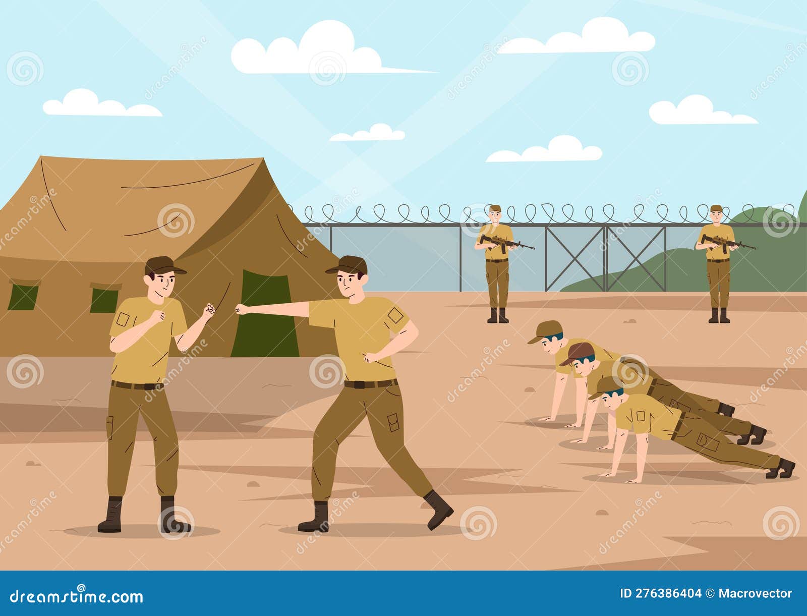 Military Training Flat Composition Stock Vector - Illustration of ...