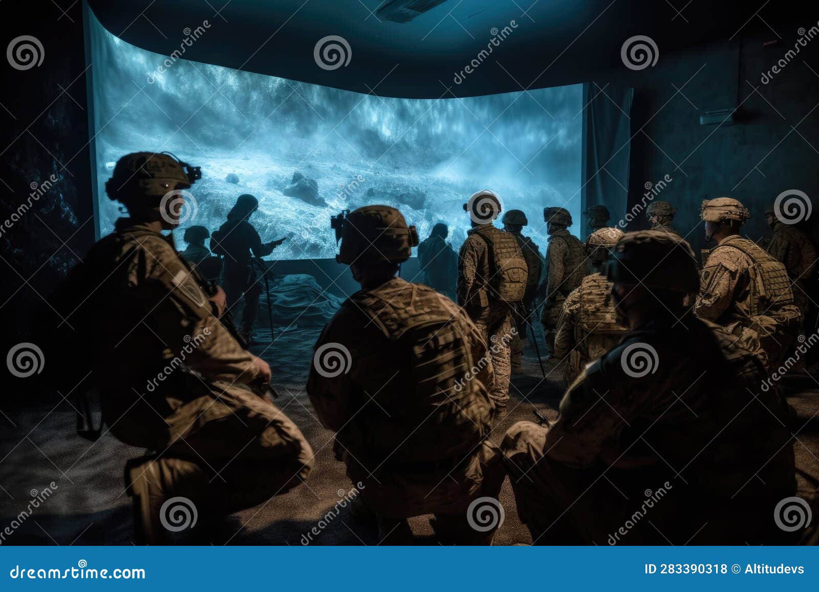 Military Training Simulation, with Soldiers Fighting Against Enemy in ...