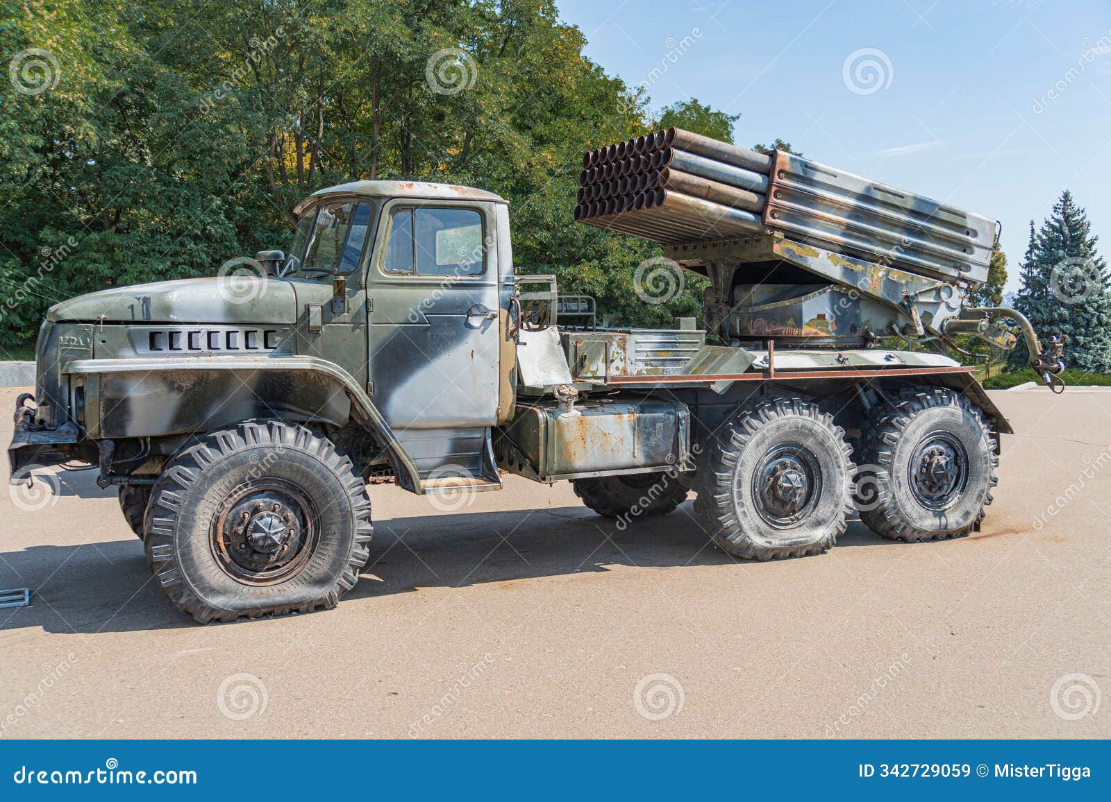 Military Truck with Rocket Launch System. Multiple Launch Rocket System ...