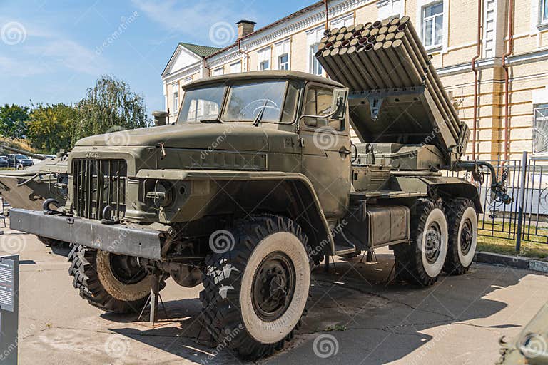 Military Truck with Rocket Launch System. Multiple Launch Rocket System ...