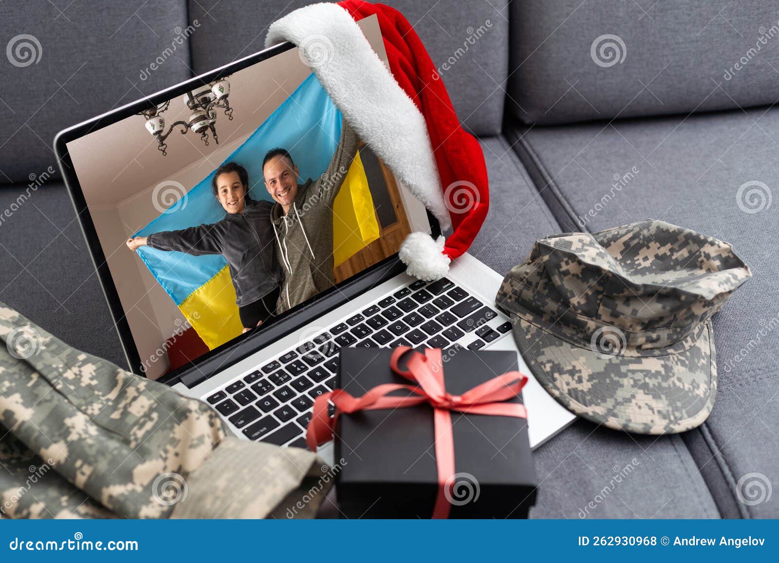 Military Uniform and Laptop with Video Chat Stock Photo - Image of ...