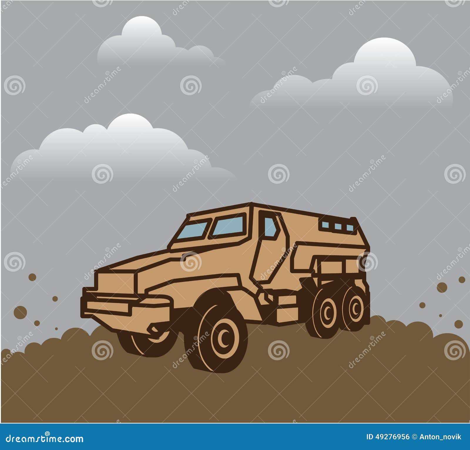Military Vehicle With A Platform. Vector Illustration On A White ...
