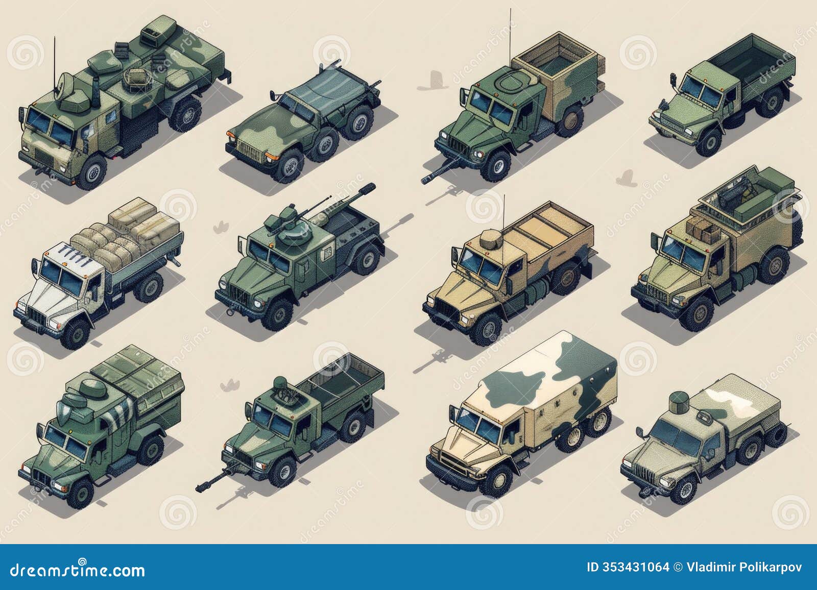Military Vehicles in Different Positions, Suitable for Army and Defense ...