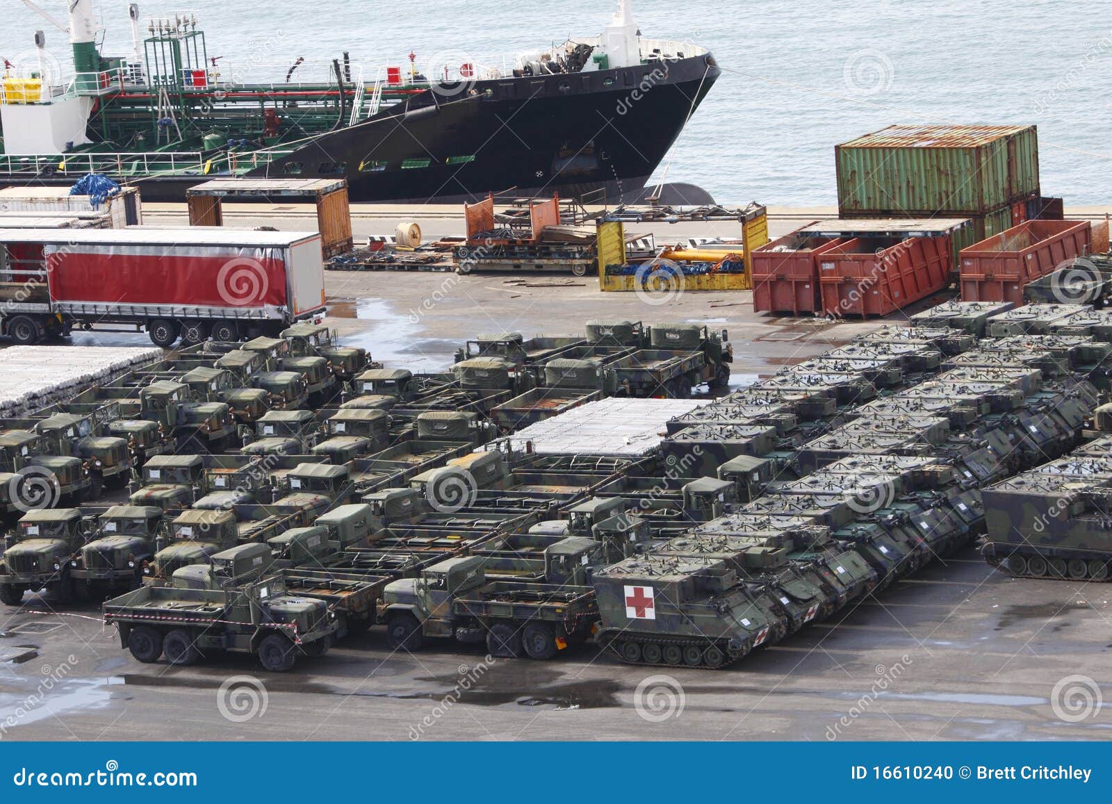 Military Vehicles at Port editorial image. Image of vehicles - 16610240