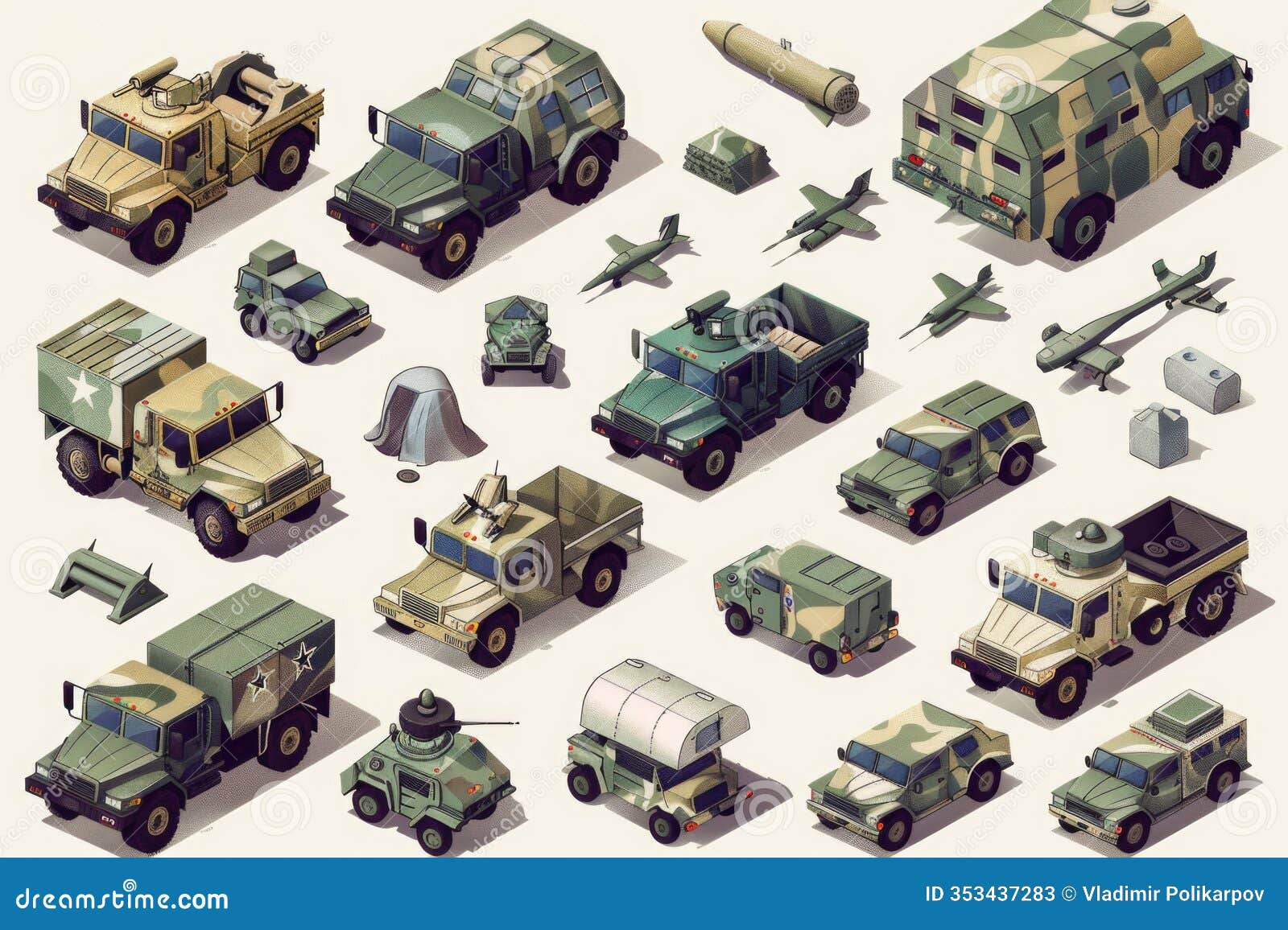 Military Vehicles and Vehicles in Various Positions for Military ...
