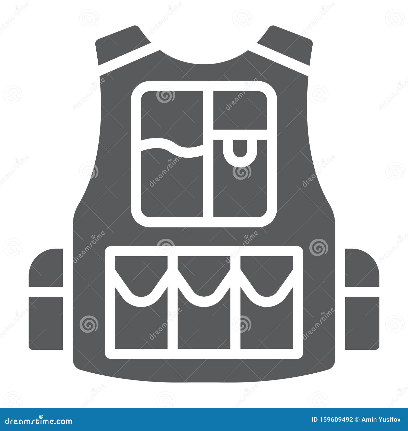 Military Vest Glyph Icon, Army And Force, Proof Jacket Sign, Vector ...