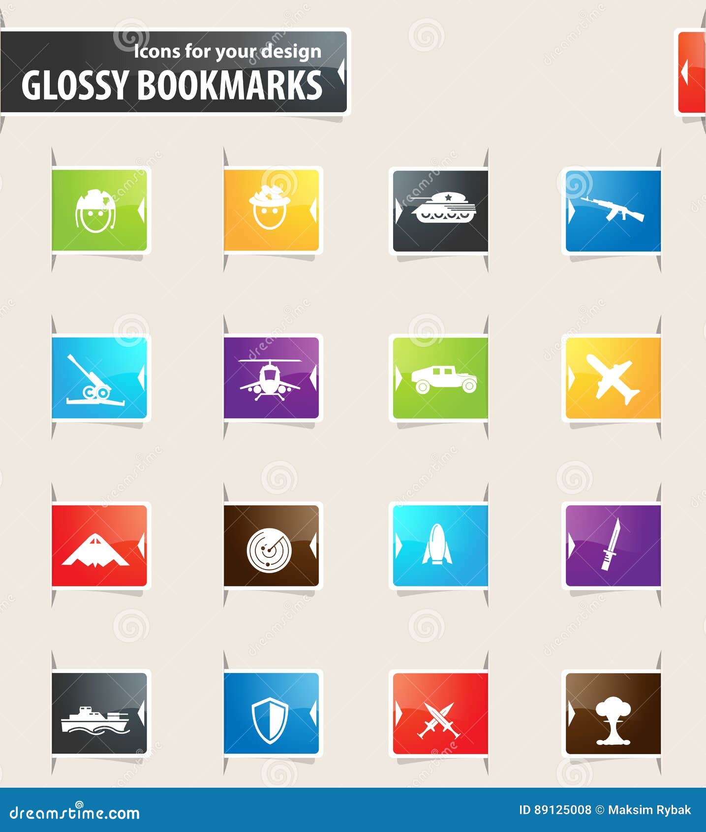 Military and War Bookmark Icons Stock Vector - Illustration of rocket ...