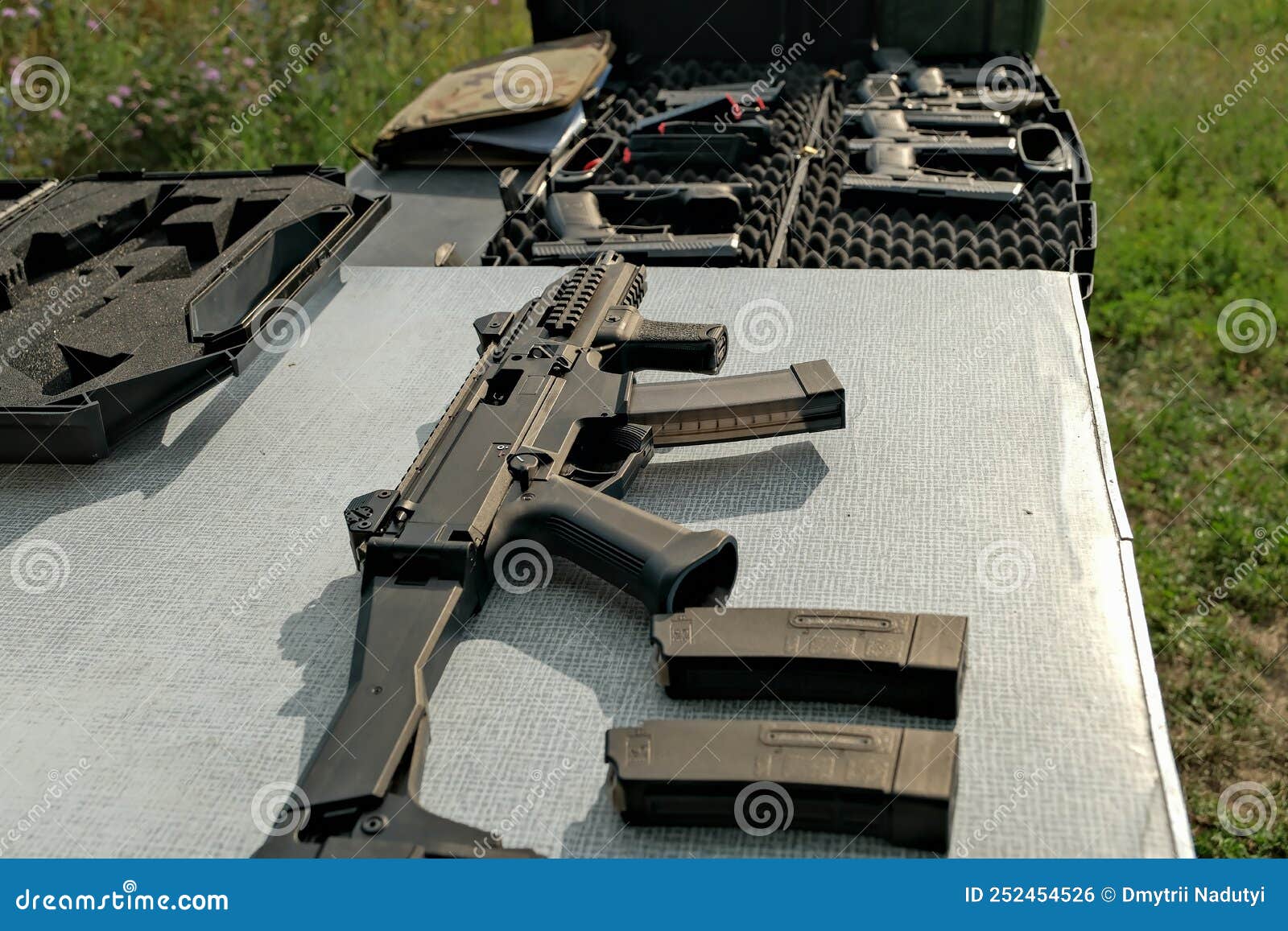 Military Weapon Lies on the Table. Pistol Stock Photo - Image of object ...