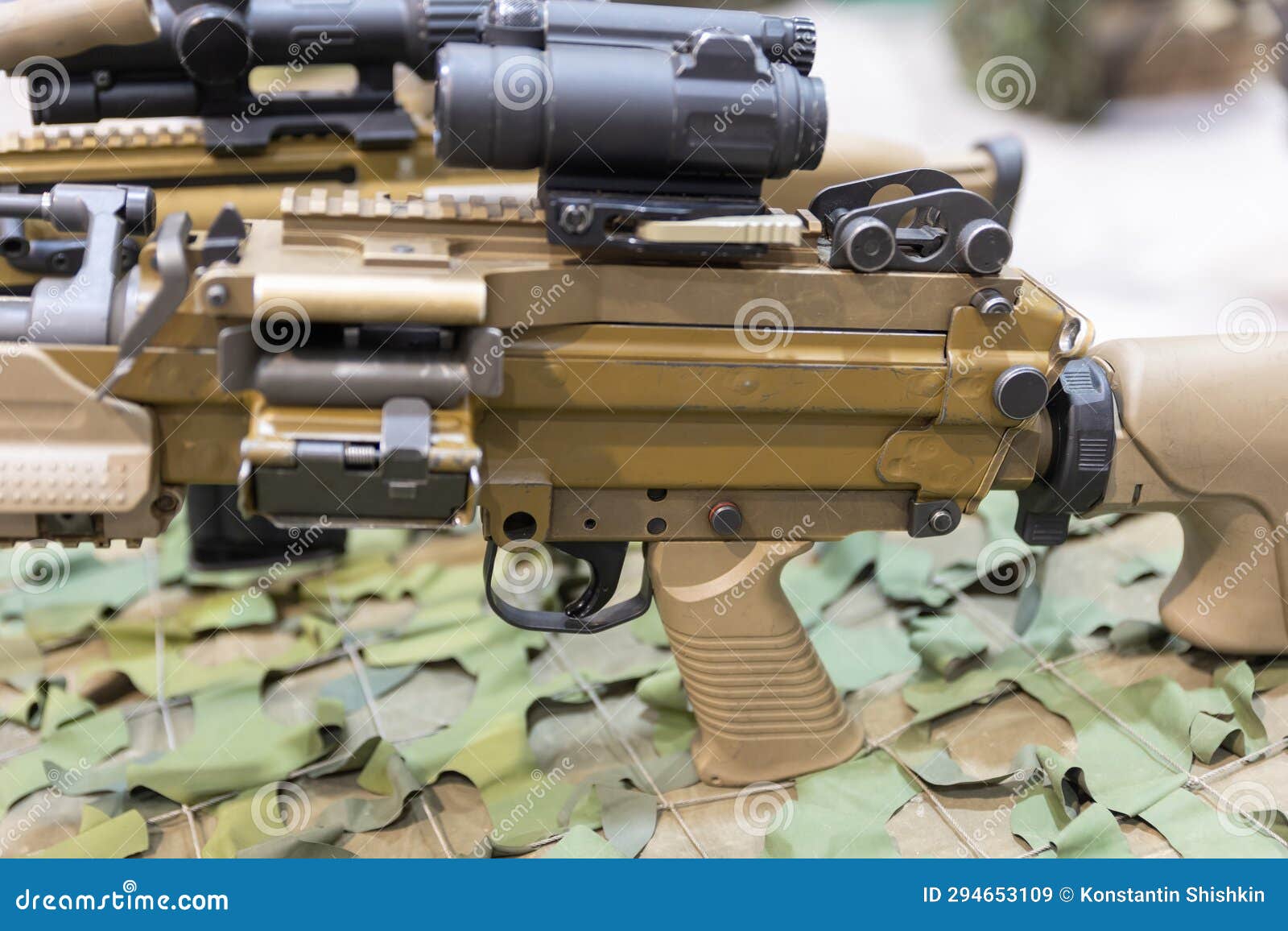 Military Weapons on a Green Cloth. Stock Image - Image of automatic ...