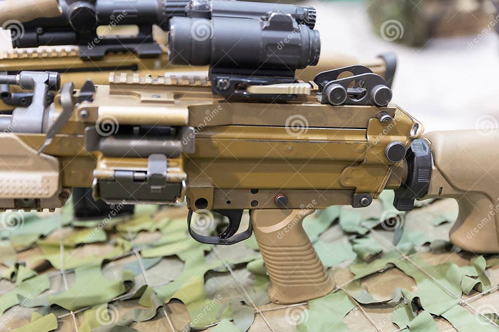 Military Weapons on a Green Cloth. Stock Image - Image of automatic ...
