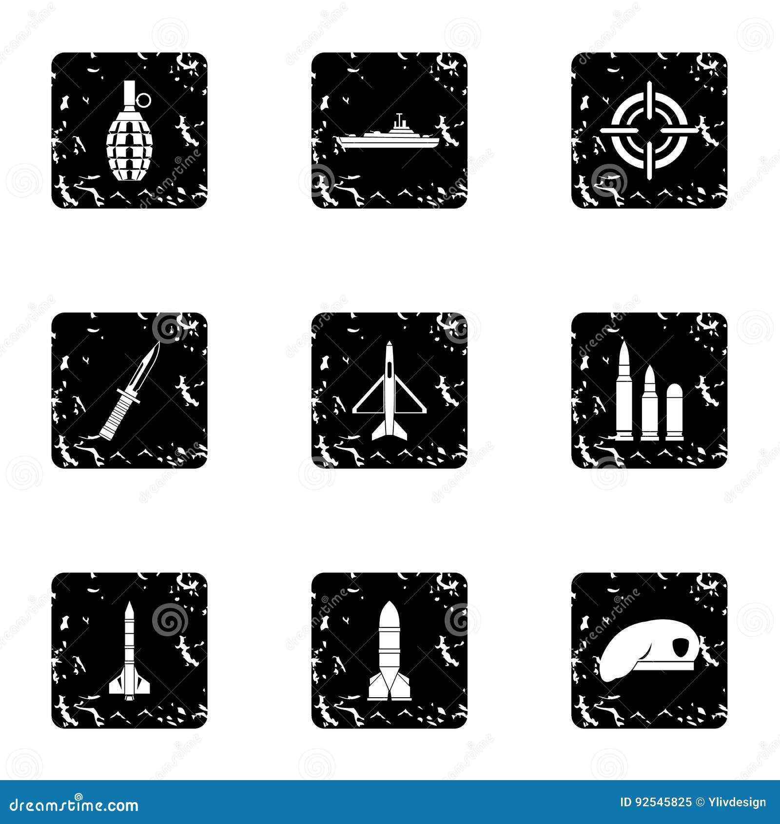 Military Weapons Icons Set, Grunge Style Stock Vector - Illustration of ...